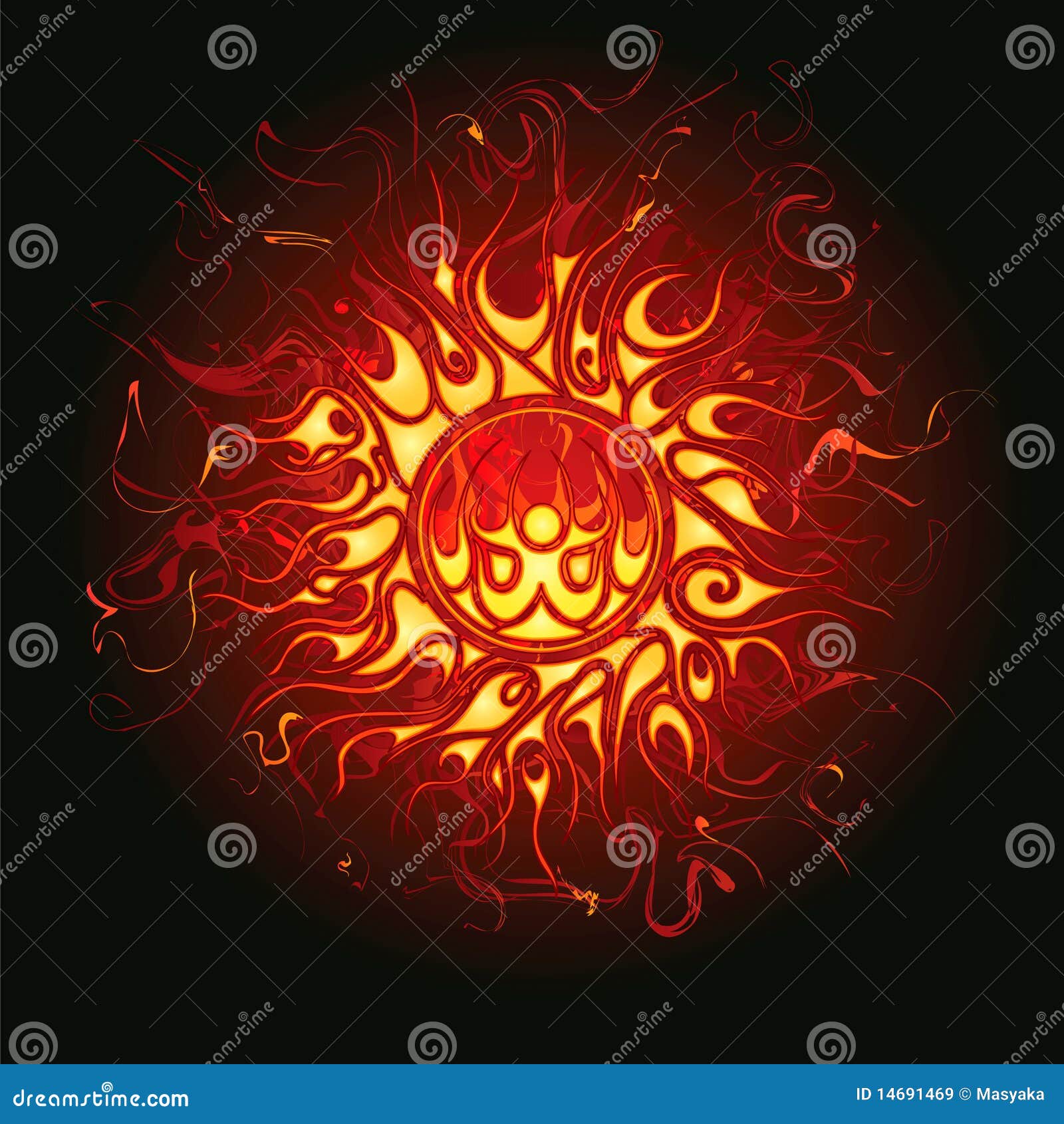 Fuego. sol ilustración del vector. Ilustración de muestra - 14691469