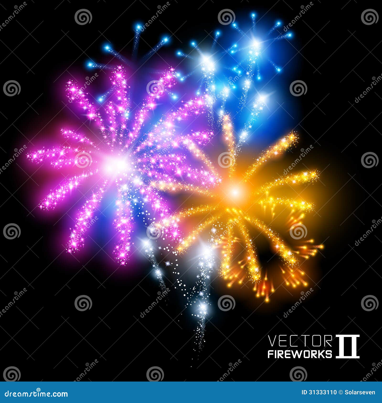 Fuegos Artificiales Maravillosos Del Vector Ilustración del Vector ...