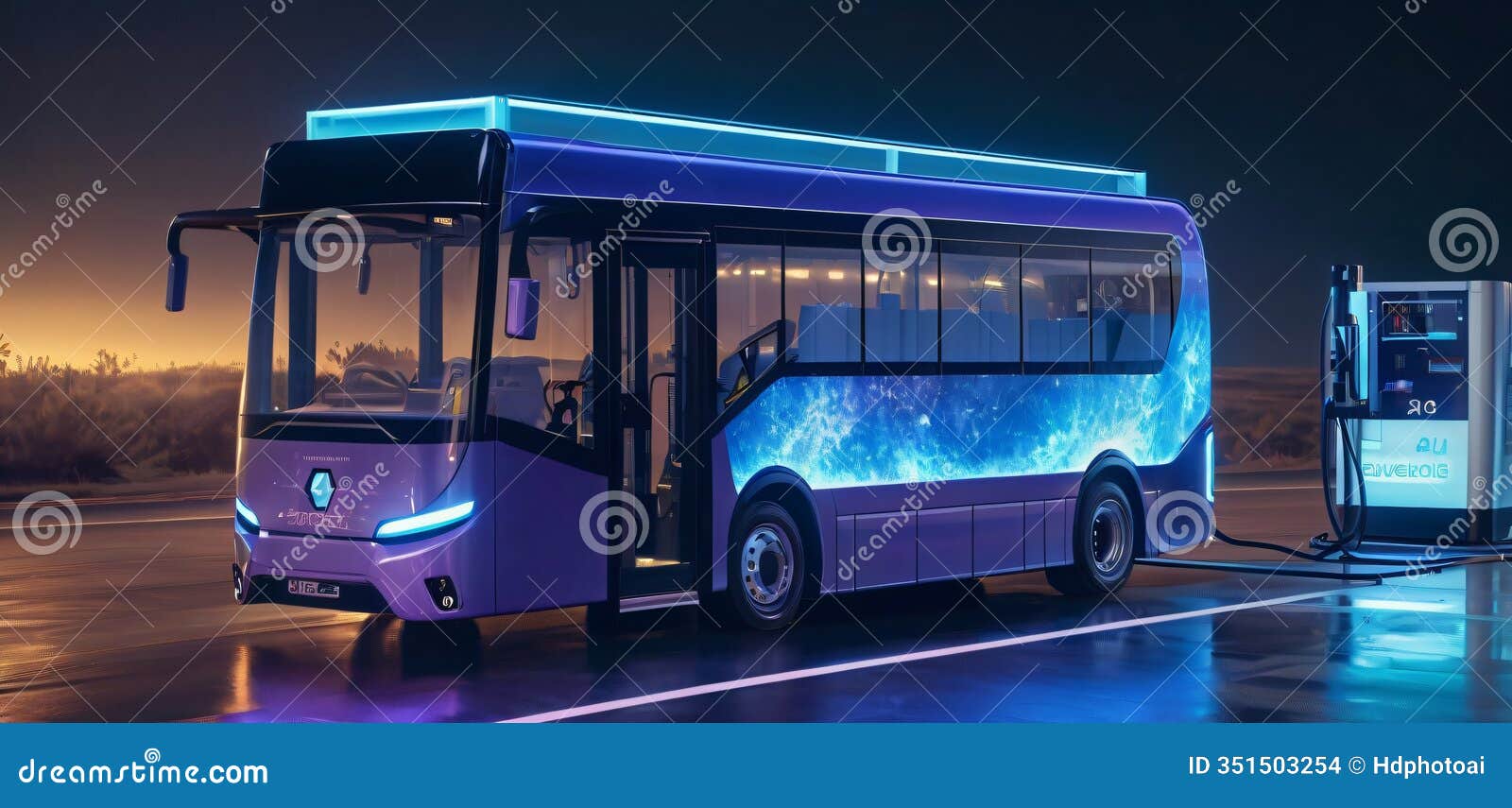 Fuel Cell Bus at the Hydrogen Filling Station Stock Illustration ...