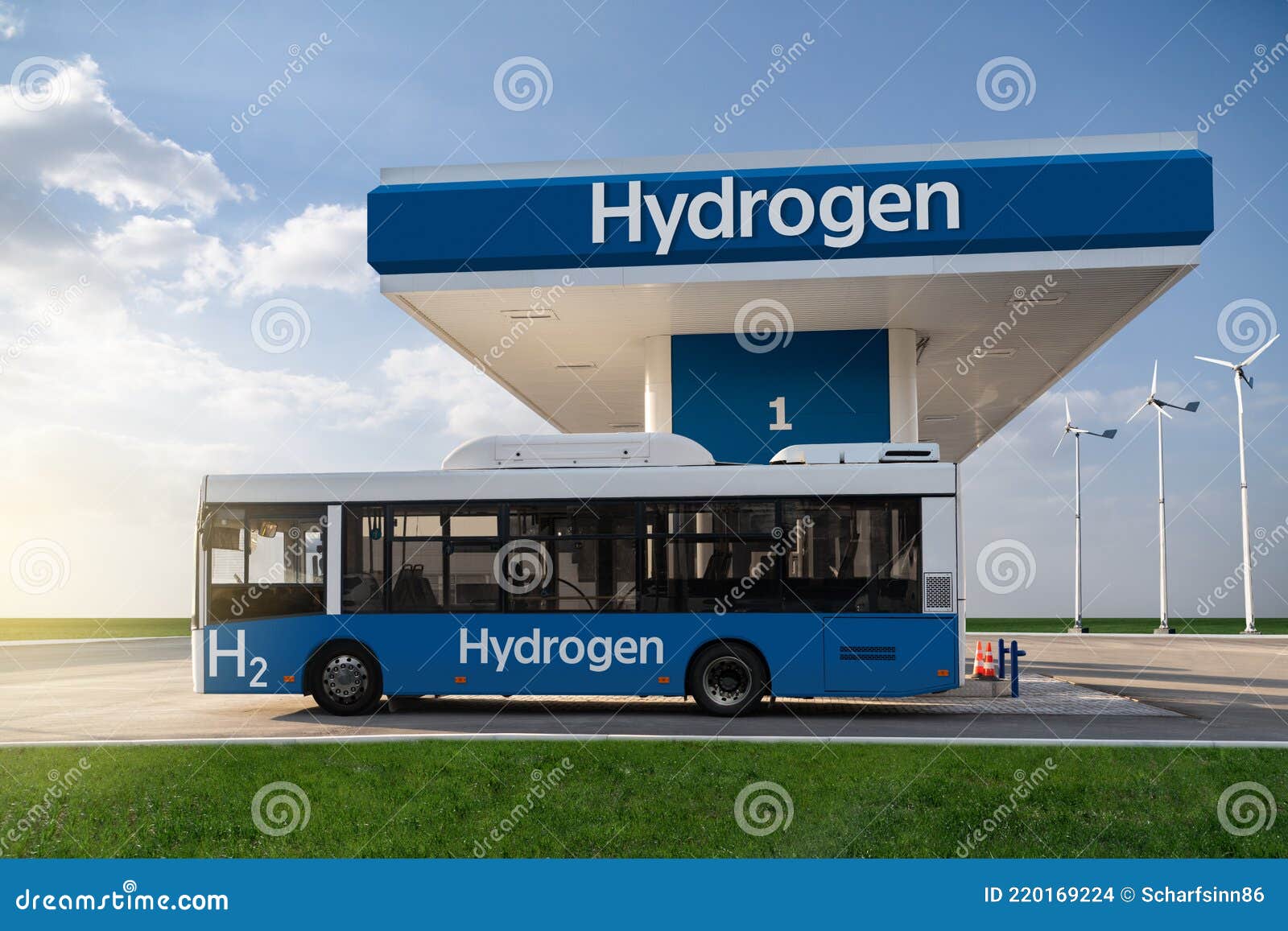 Fuel Cell Bus at the Hydrogen Filling Station Stock Photo - Image of ...