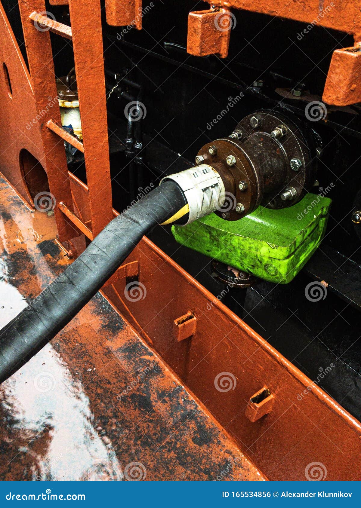 Fuel Connection on Cargo Ship. Connection Hose Stock Photo - Image of ...