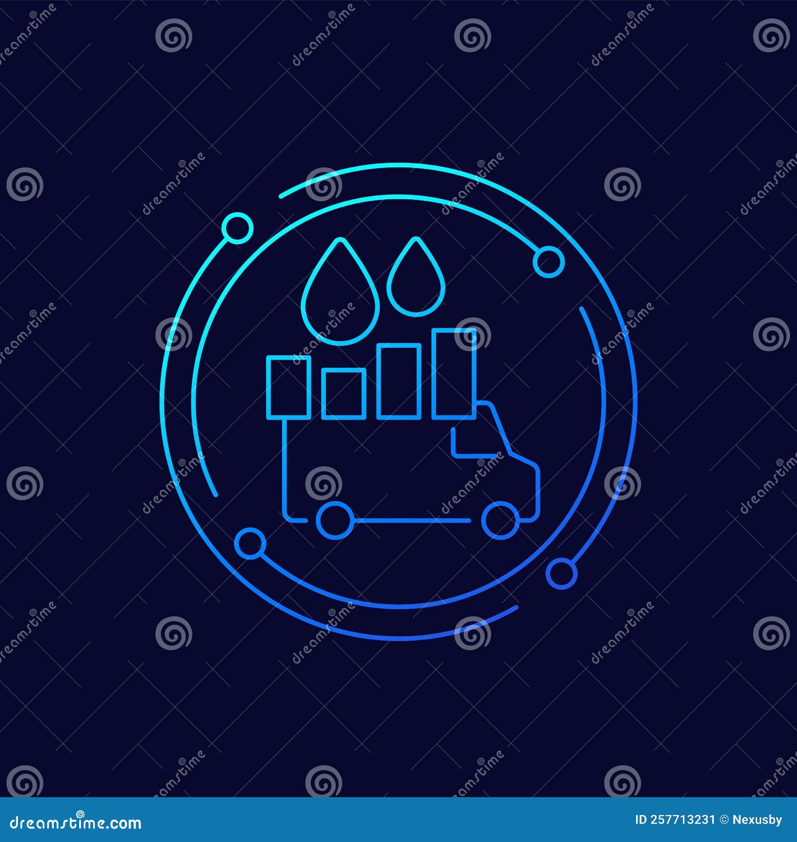 Fuel Consumption Line Icon with a Van, Vector Stock Vector ...