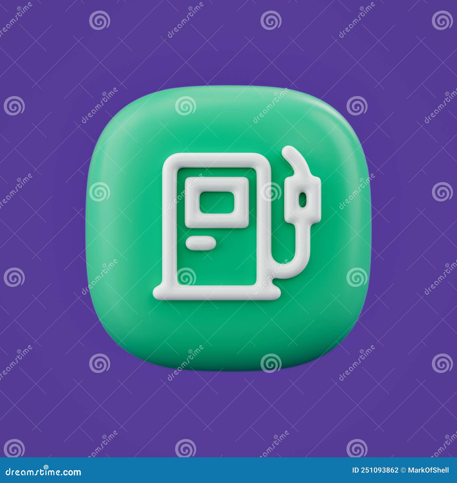 Fuel 3d Icon on a Green Button, Outline Energy and Environment Icon, 3d ...