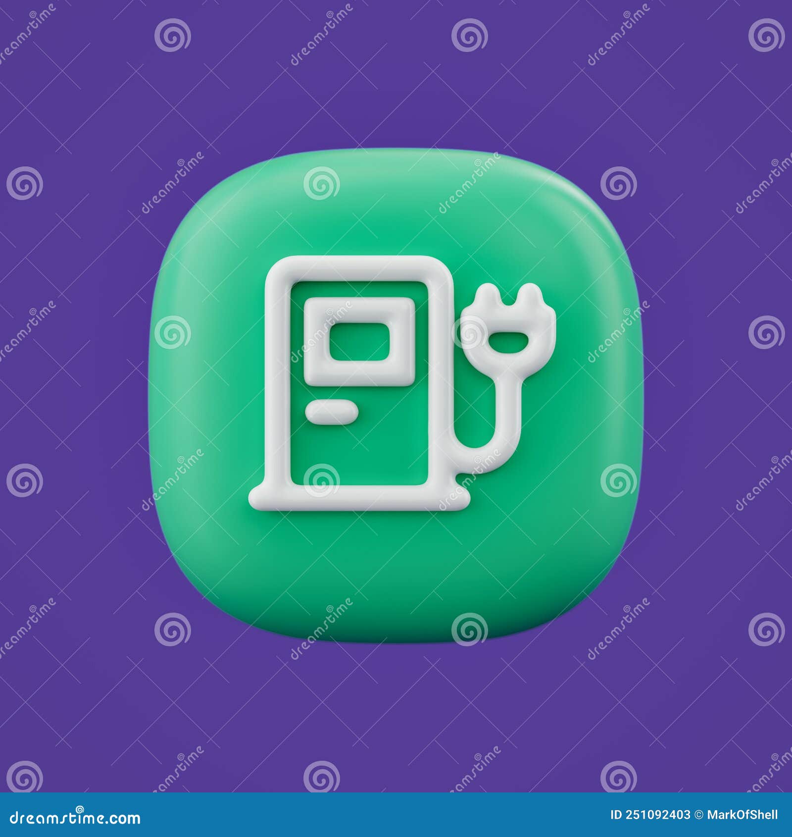 Fuel Electric 3d Icon on a Green Button, Outline Energy and Environment ...