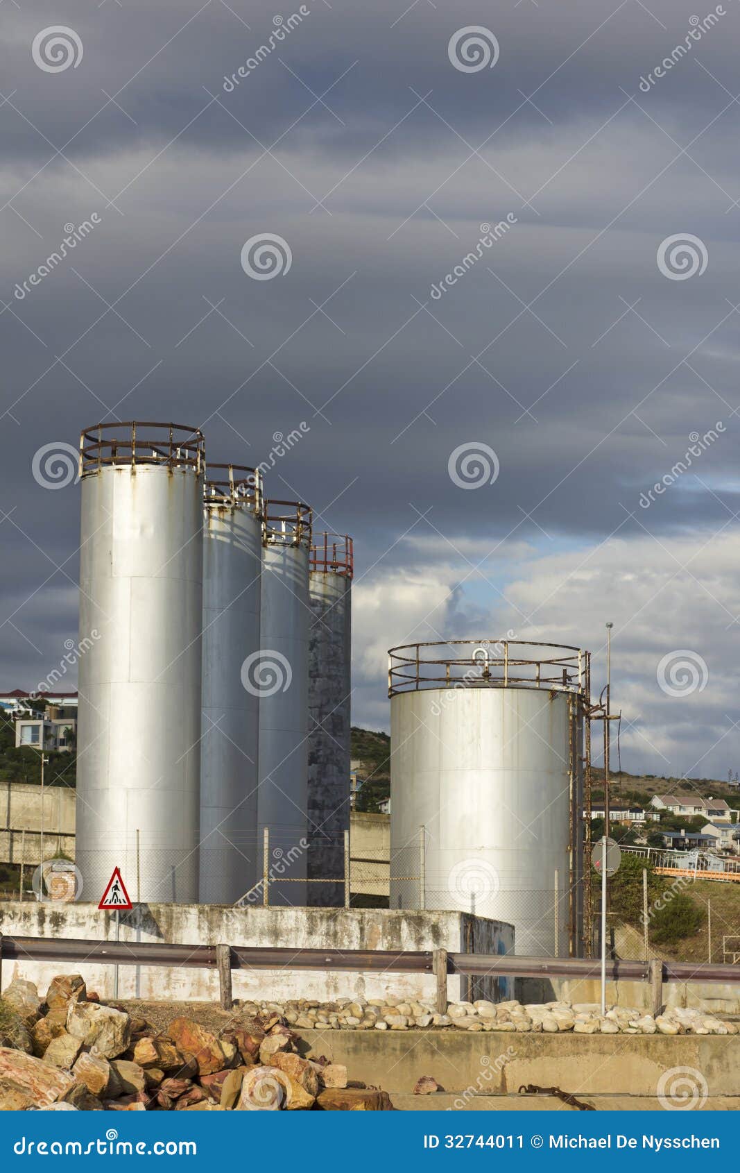 Fuel or Gas Storage Tanks at Harbour Stock Image - Image of fuel ...