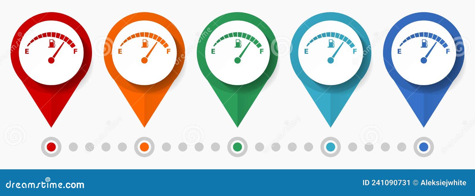 Fuel Gauge Concept Vector Icon Set, Flat Design Pointers, Infographic ...
