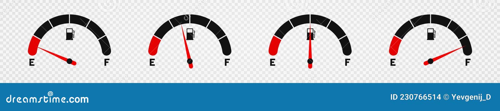 Fuel Gauge. Set of Fuel Gauge Indicators. Scale with Arrow, Empty and ...