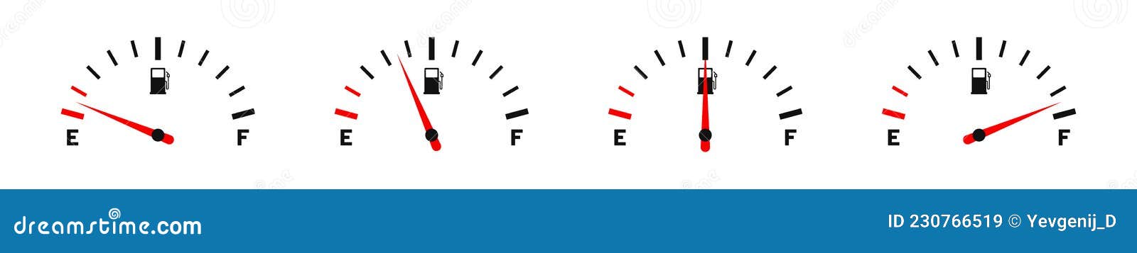 Fuel Gauge. Set of Fuel Gauge Indicators. Scale with Arrow, Empty and ...
