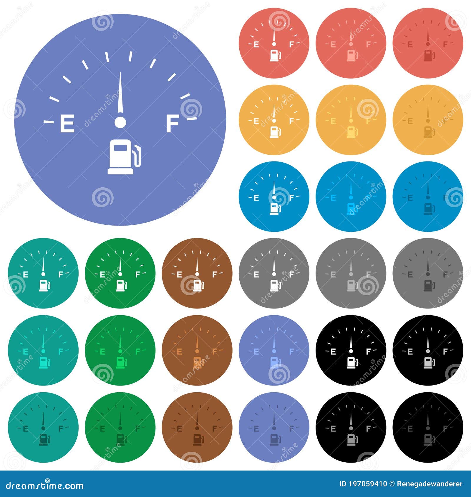 Fuel Indicator Round Flat Multi Colored Icons Stock Vector ...