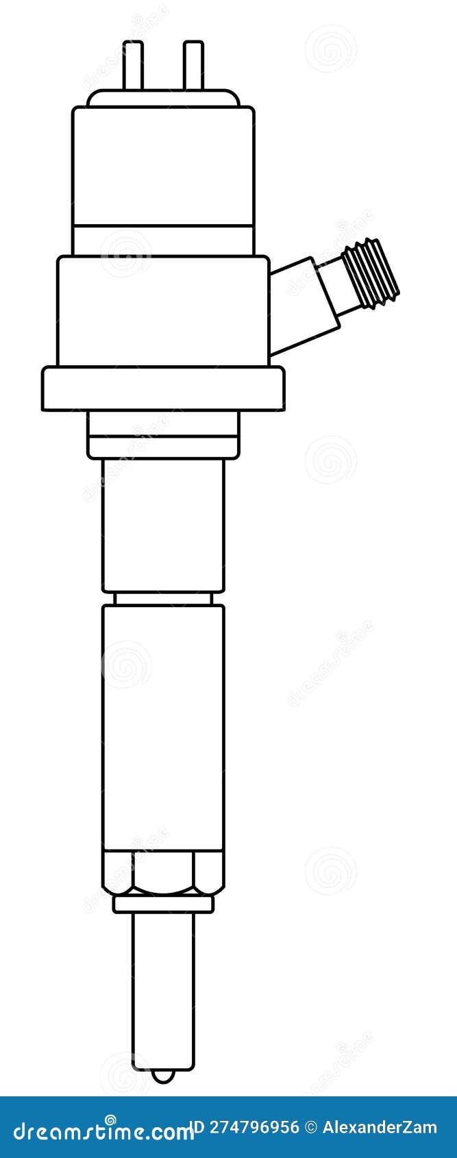 Fuel Injector Contour Illustration Stock Vector - Illustration of spray ...