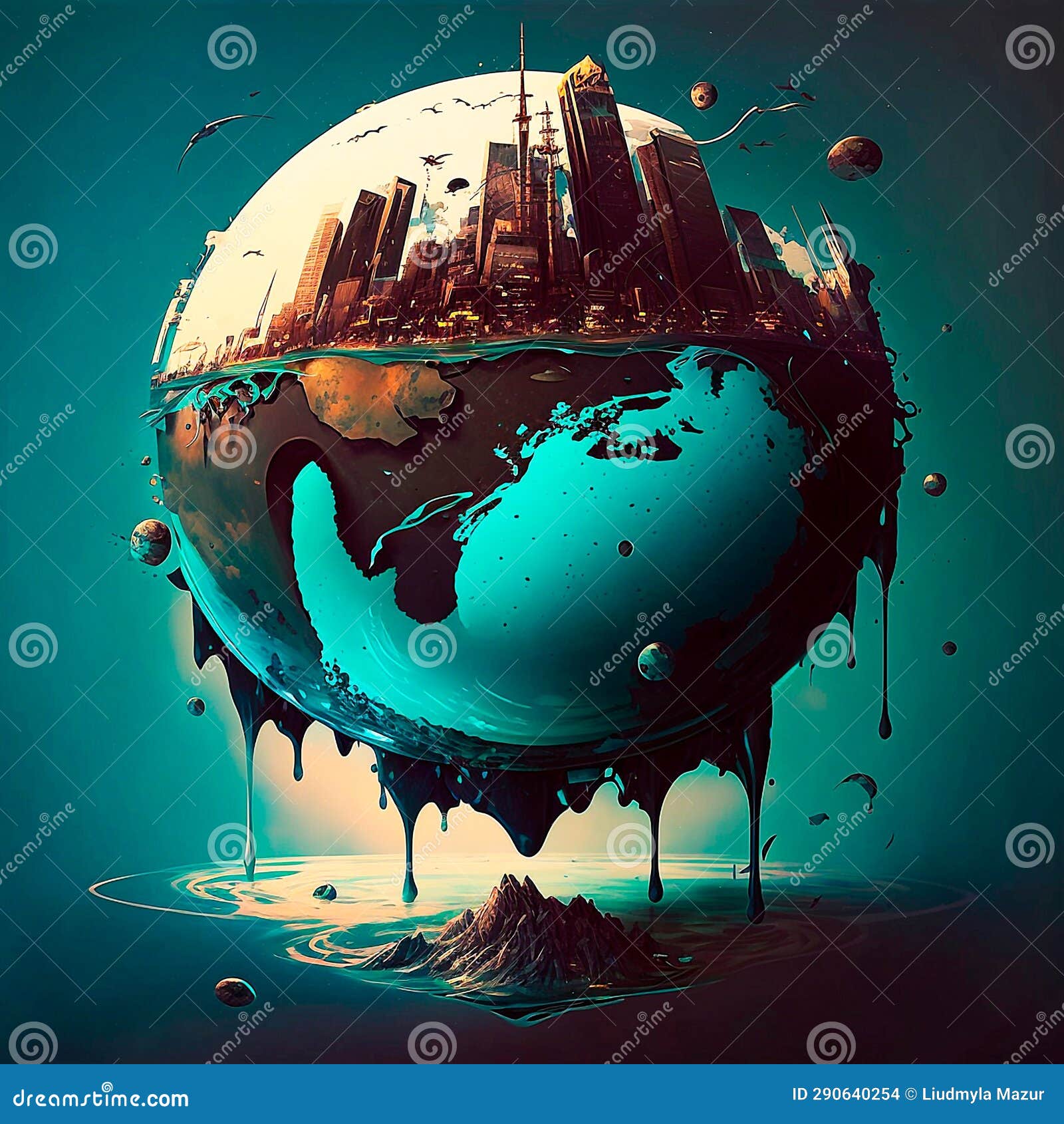 Fuel Oil Flows Down the Planet Earth. Take Care of the Environment ...