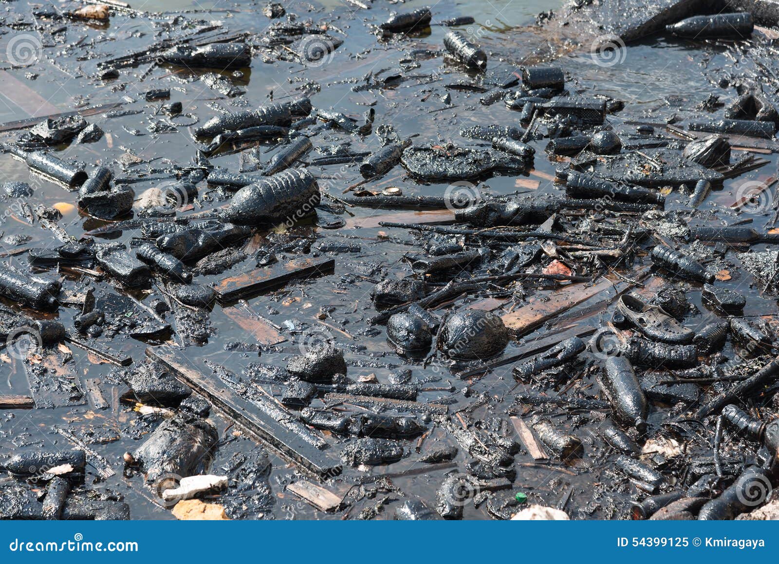 Fuel Oil and Plastic Garbage Contaminated Ocean Water Stock Image ...