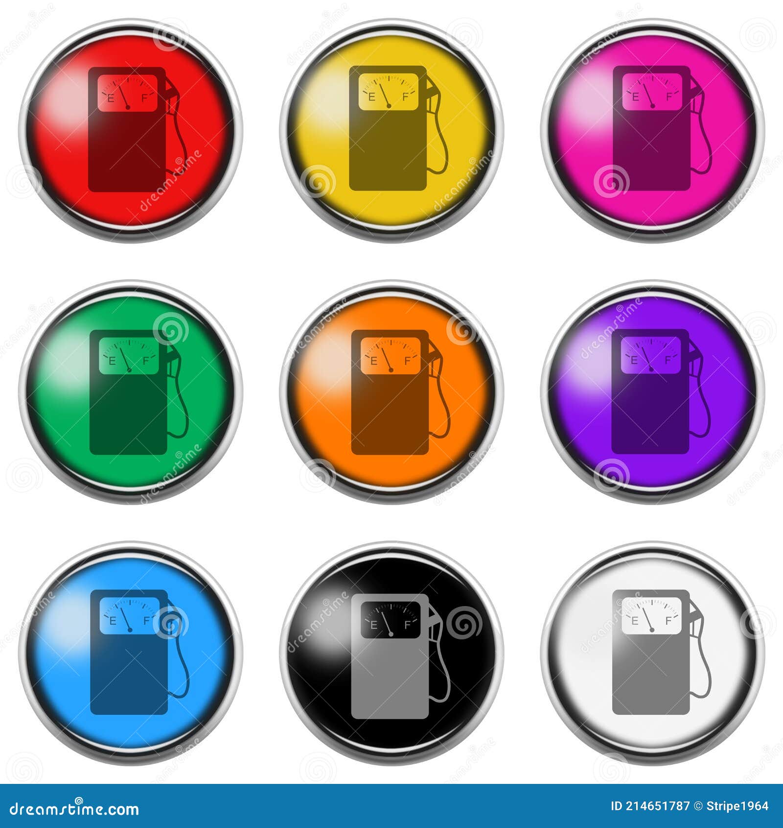 Fuel Pump Button Icon Set Isolated on White with Clipping Path 3d ...
