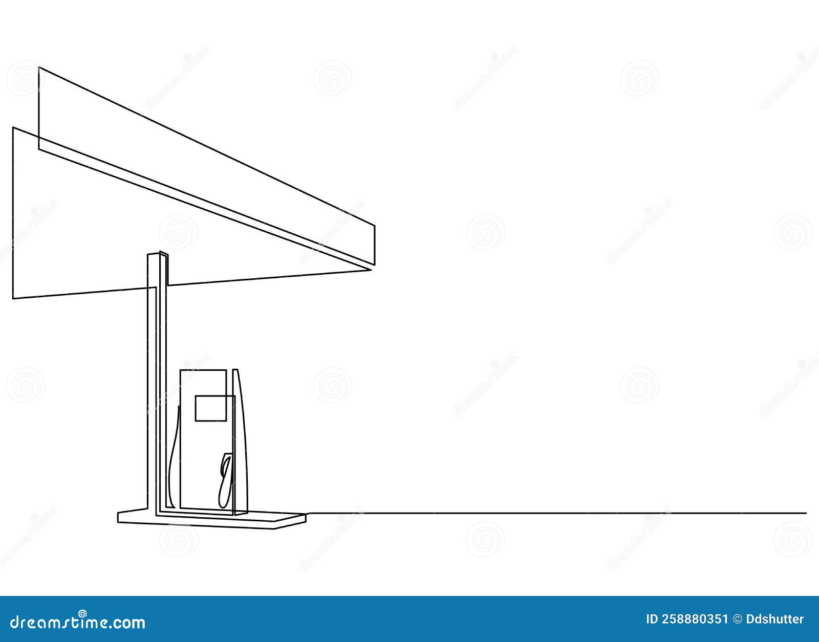 Fuel Station Single Line Drawing. Gas Station Building Construction ...