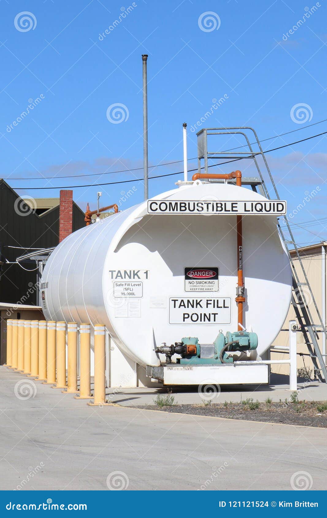 A Fuel Storage Tank with Warning Signs Stock Photo - Image of capacity ...