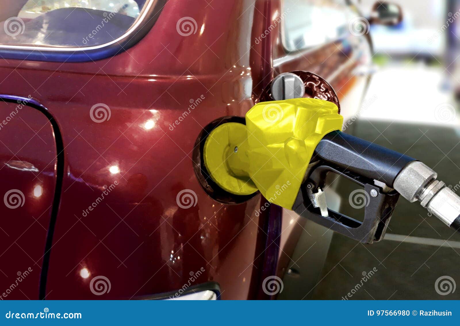 Fueling Car with Petrol at Pump Station Stock Photo - Image of pump ...