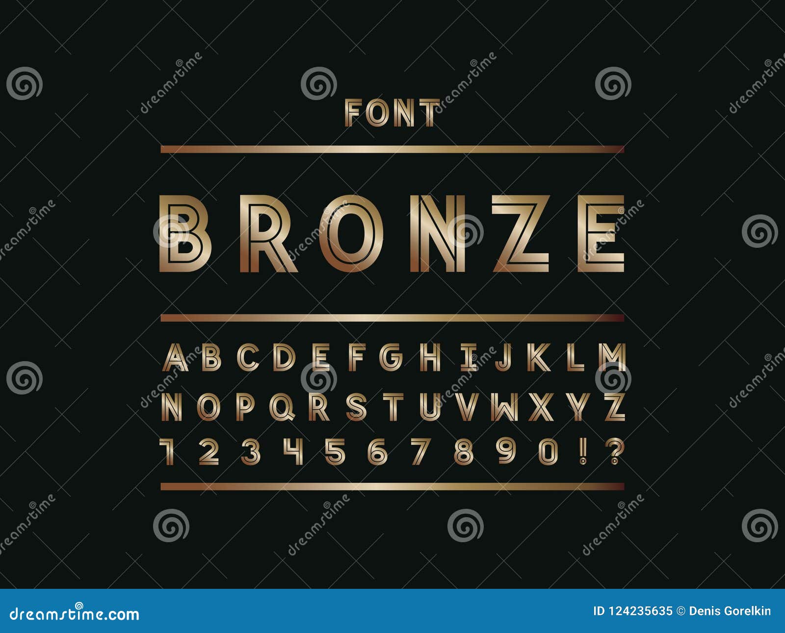 Fuente De Bronce Alfabeto Del Vector Ilustración del Vector ...