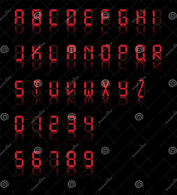 Fuente De Digitaces Letras Y Número Del Despertador Aislados En Fondo ... Fuente De Digitaces Letras Y Número Del Despertador Aislados En Fondo ...
