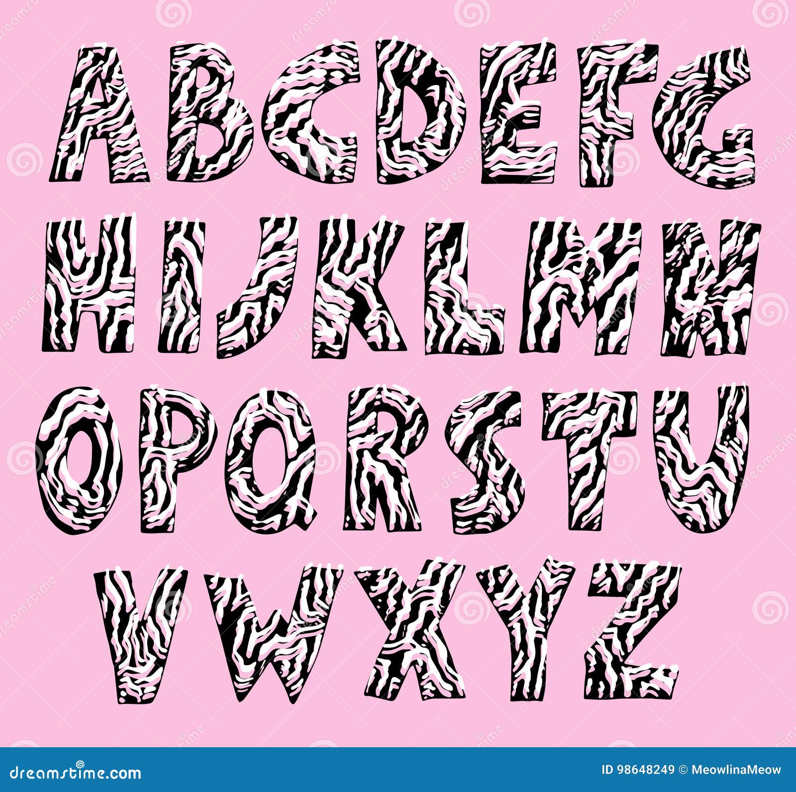 Fuente De Estampado De Zebra Ilustración del Vector - Ilustración de ...