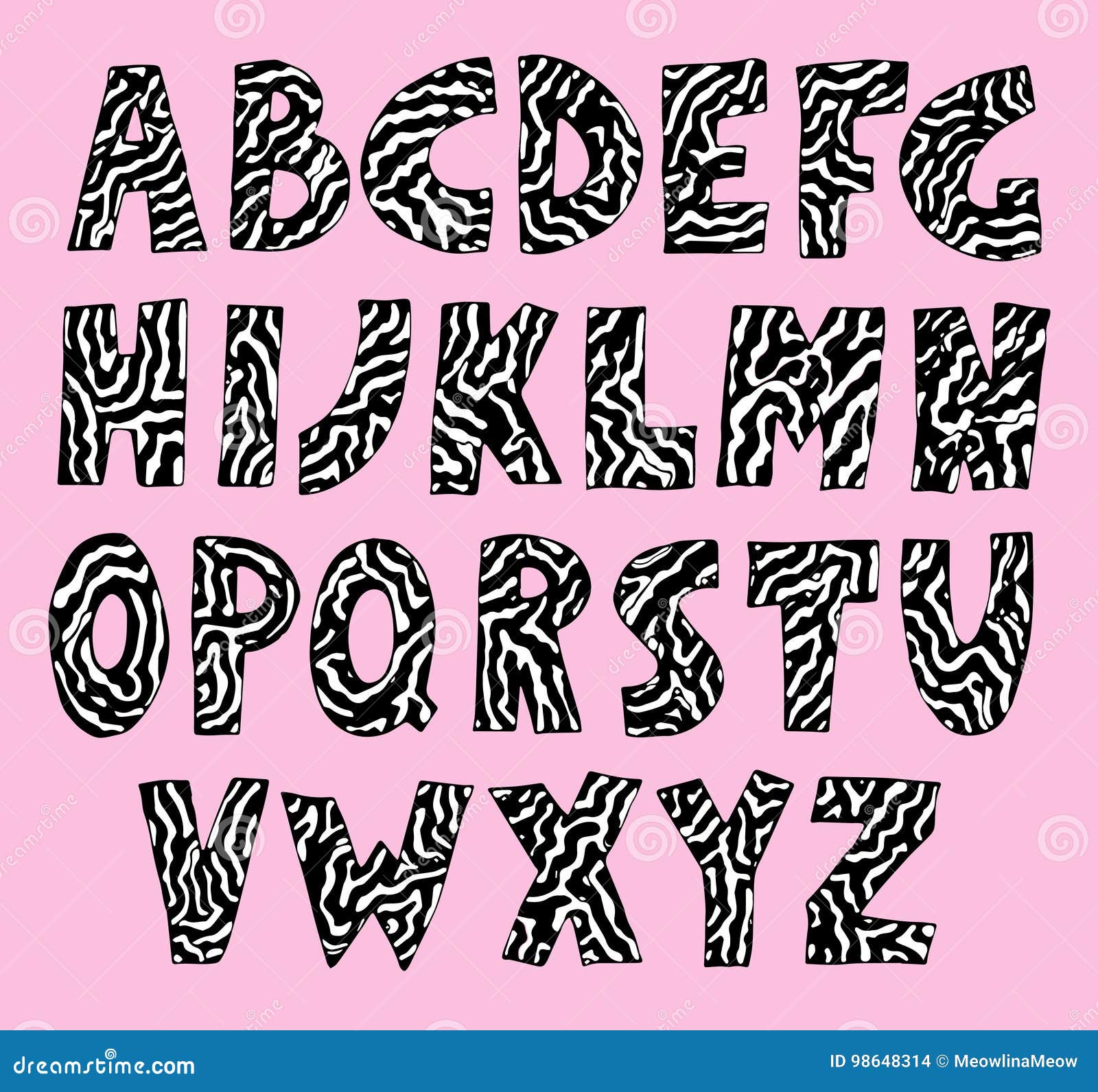 Fuente De Estampado De Zebra Ilustración del Vector - Ilustración de ...