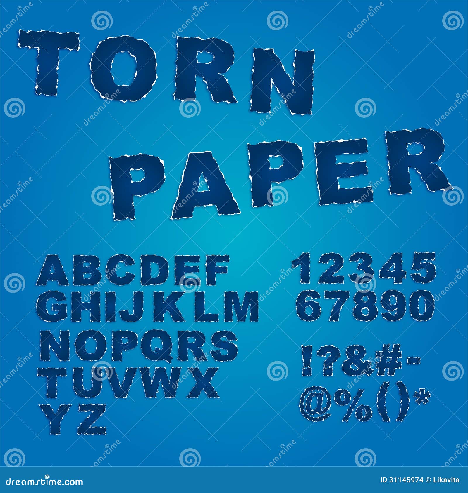 Fuente de papel rasgada ilustración del vector. Ilustración de alfabeto ...
