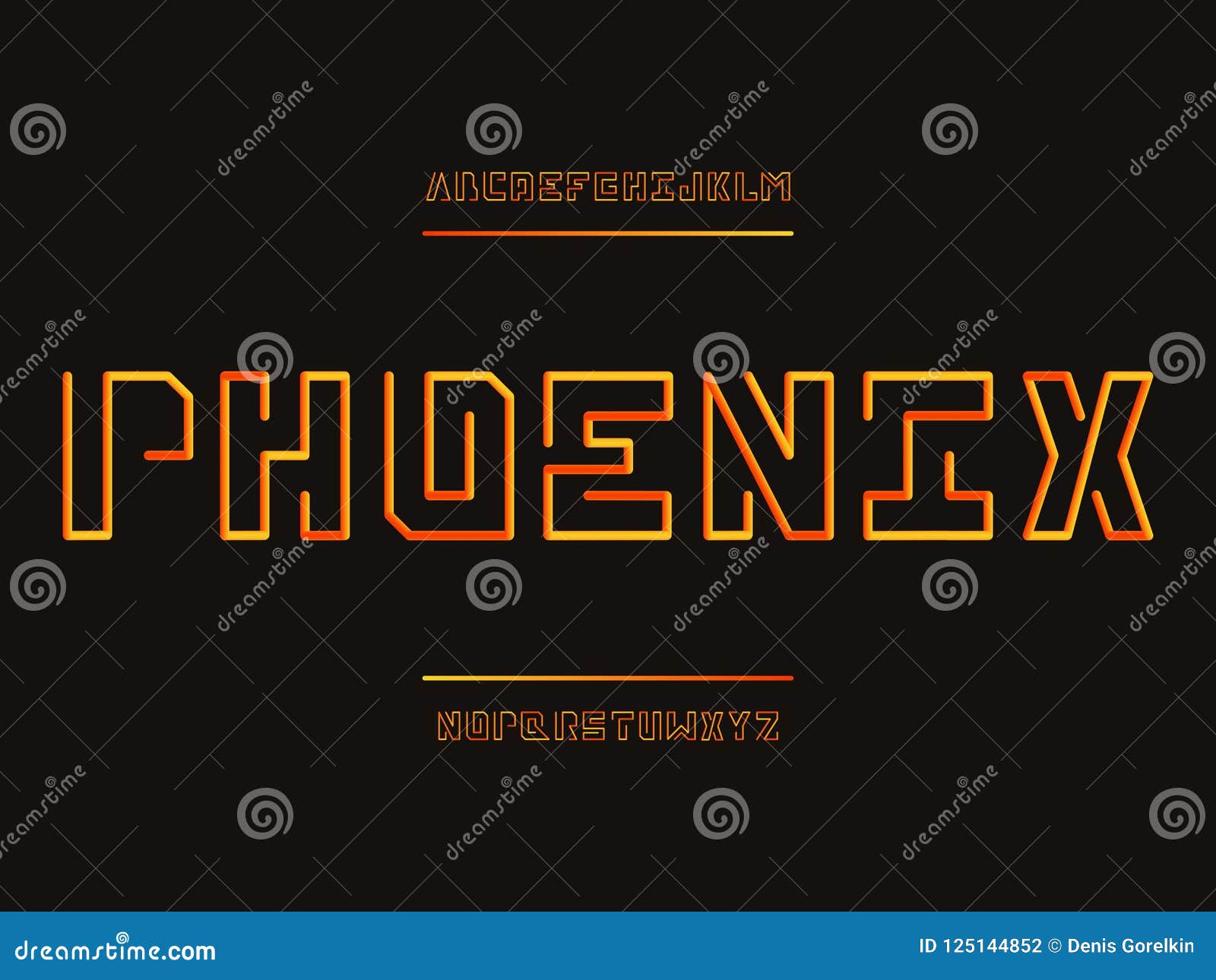 Fuente De Phoenix Alfabeto Del Vector Ilustración del Vector ...