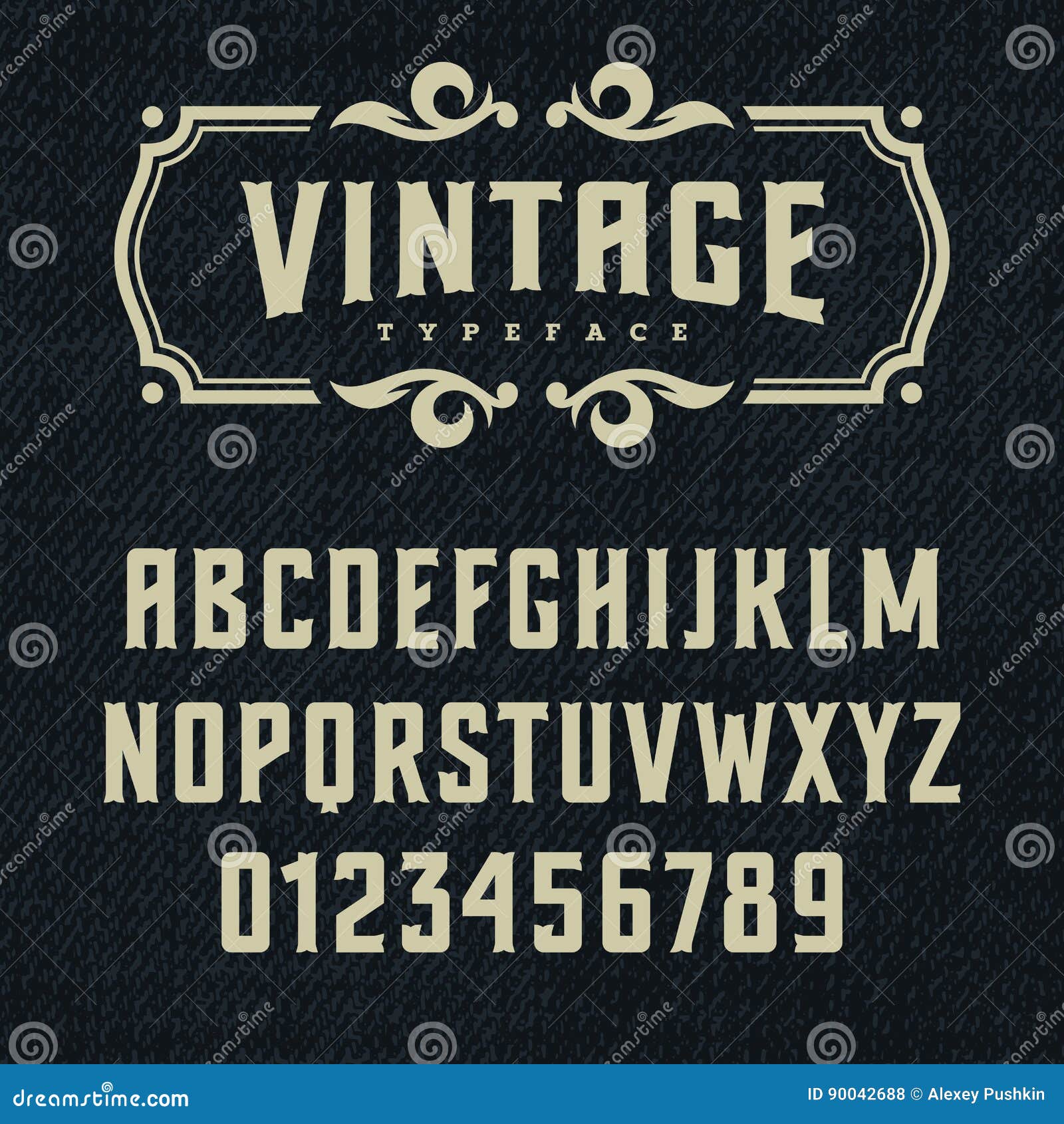 Fuente 002 del vintage ilustración del vector. Ilustración de fuente ...