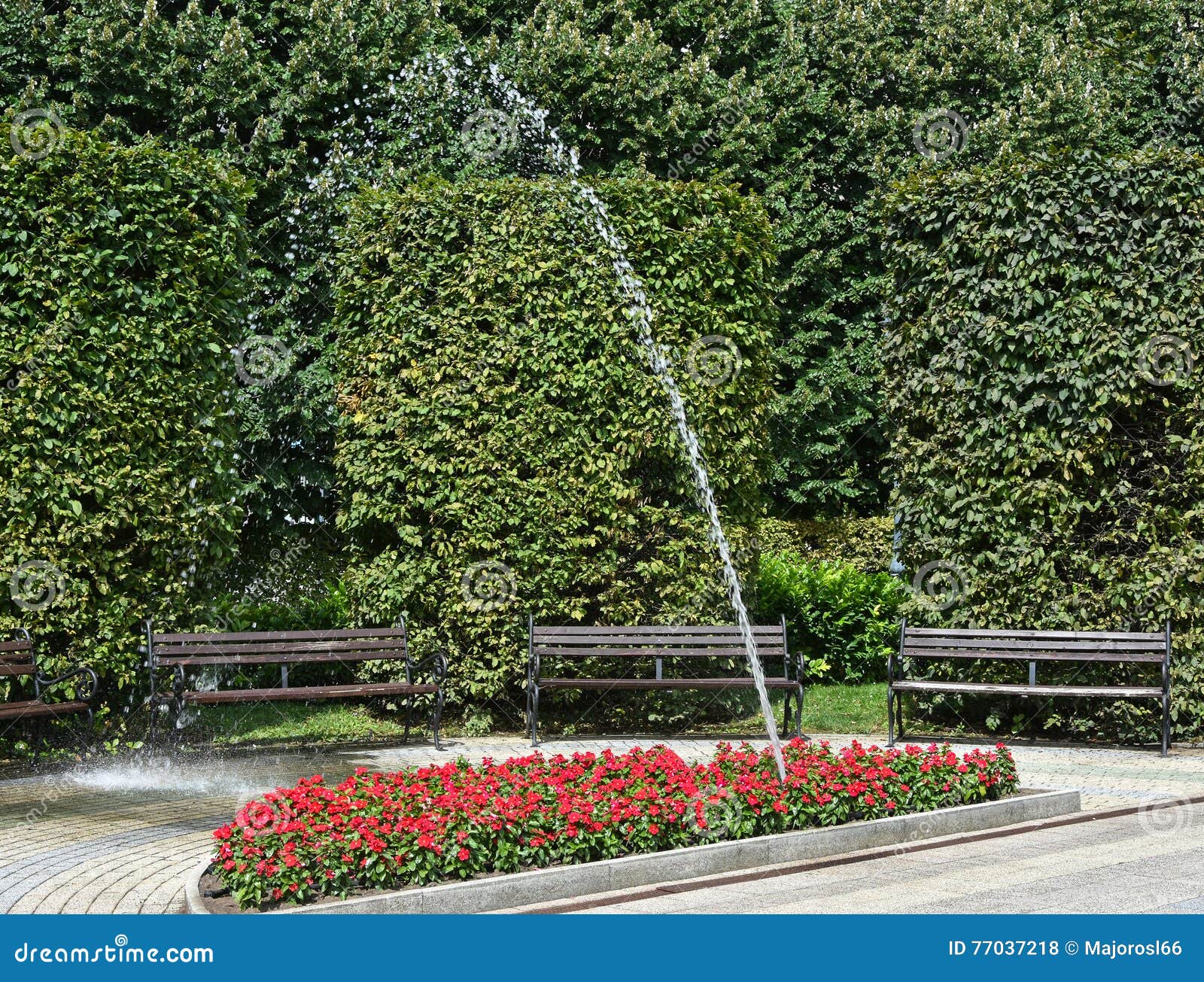 Fuente en el parque foto de archivo. Imagen de banco - 77037218