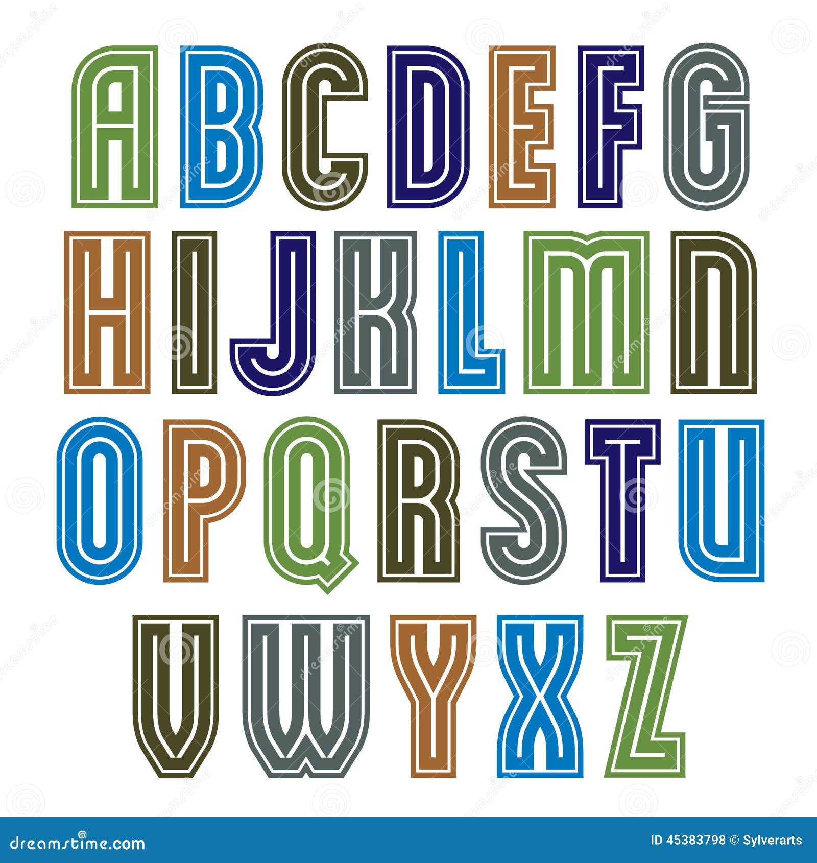 Fuente Retra Rayada Colorida Aislada En El Contexto Blanco Ilustración ...