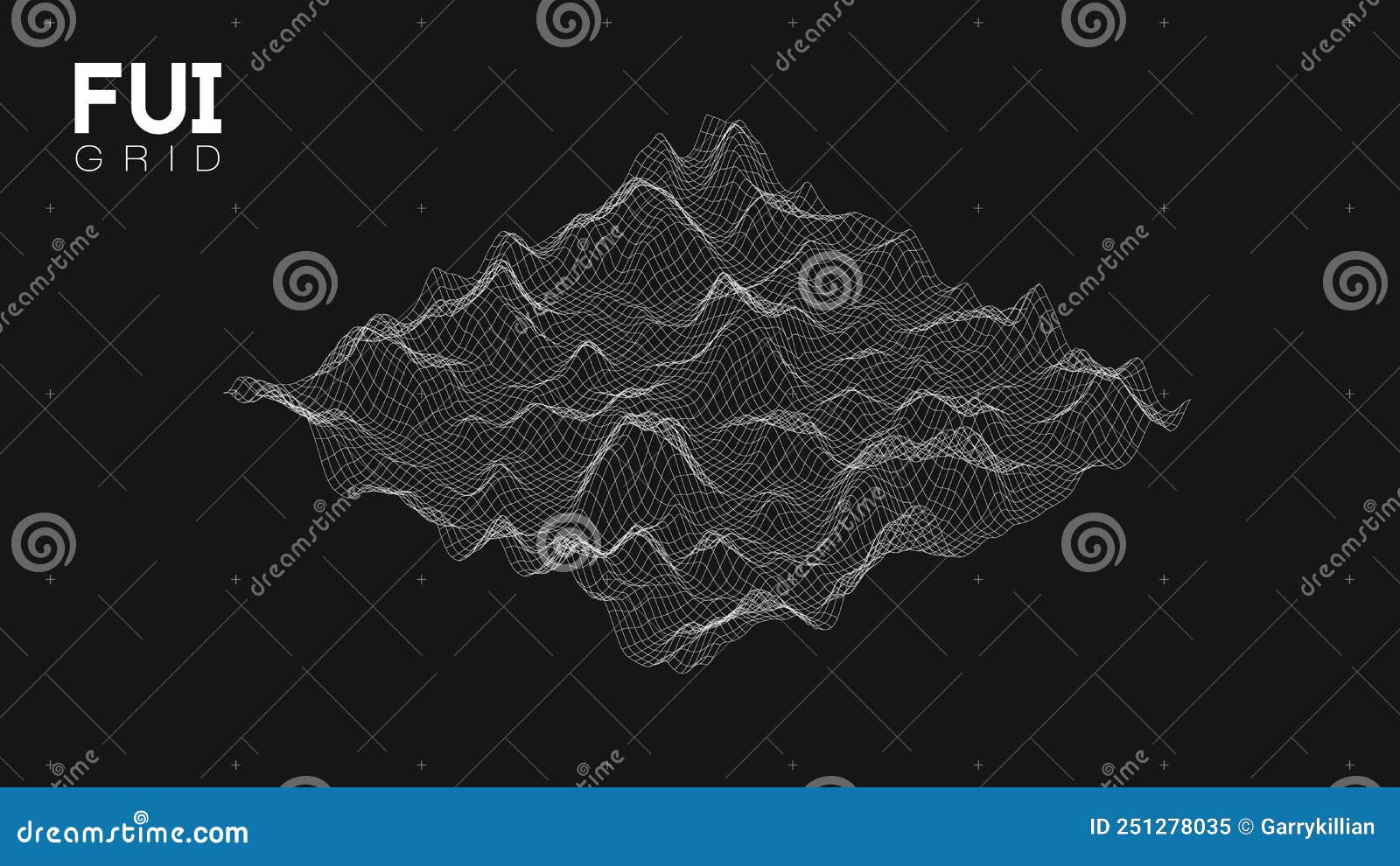 FUI GUI 3D Vector Landscape Scan Grid. Abstract Futuristic Background ...
