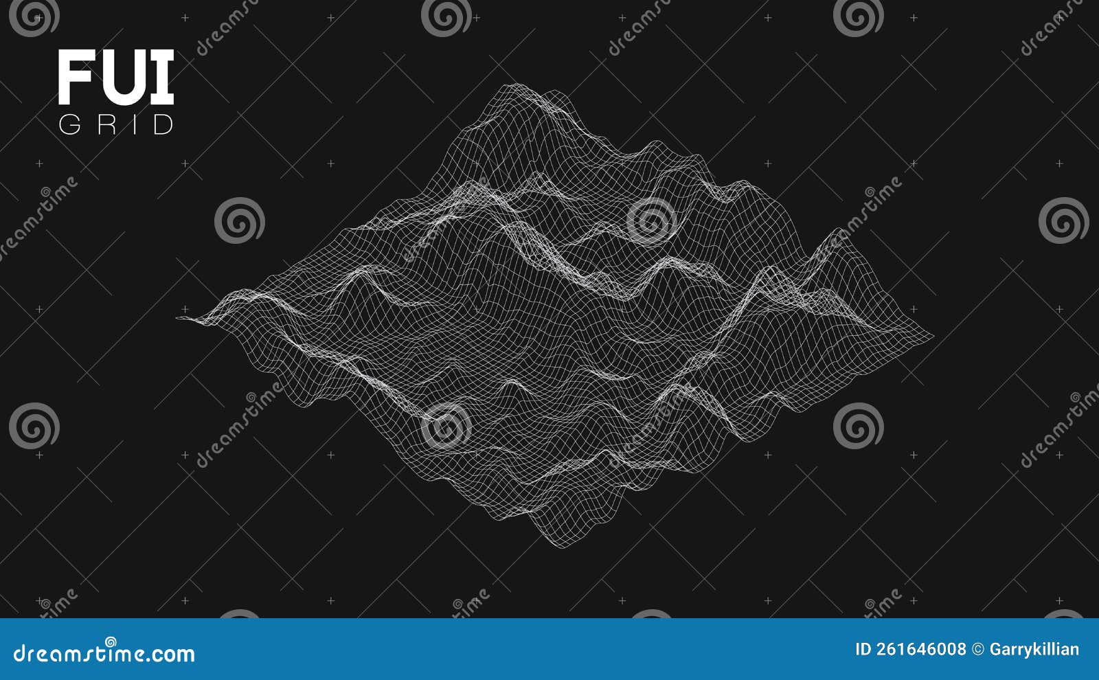 FUI GUI 3D Vector Landscape Scan Grid. Abstract Futuristic Background ...