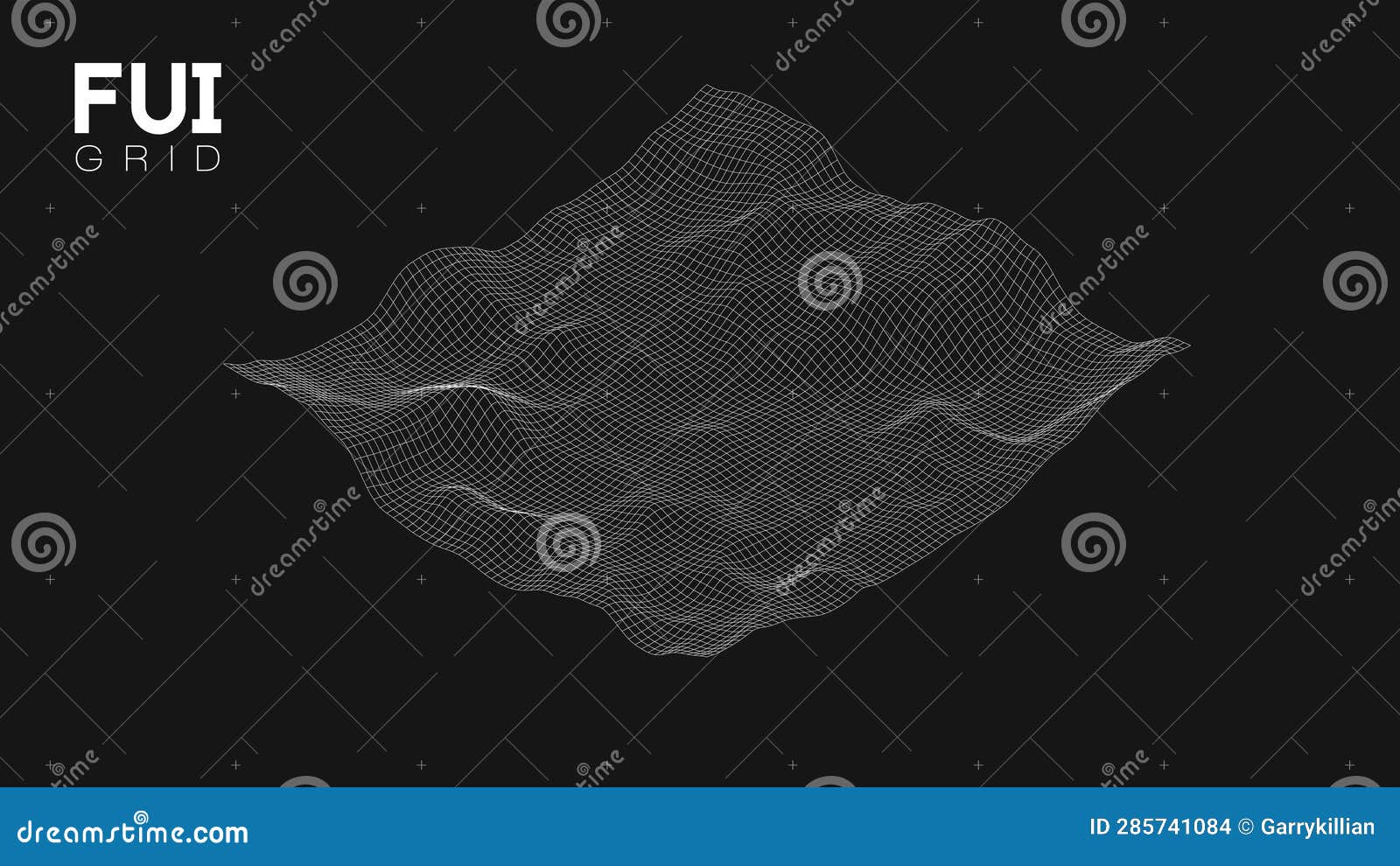 FUI GUI 3D Vector Landscape Scan Grid. Abstract Futuristic Background ...