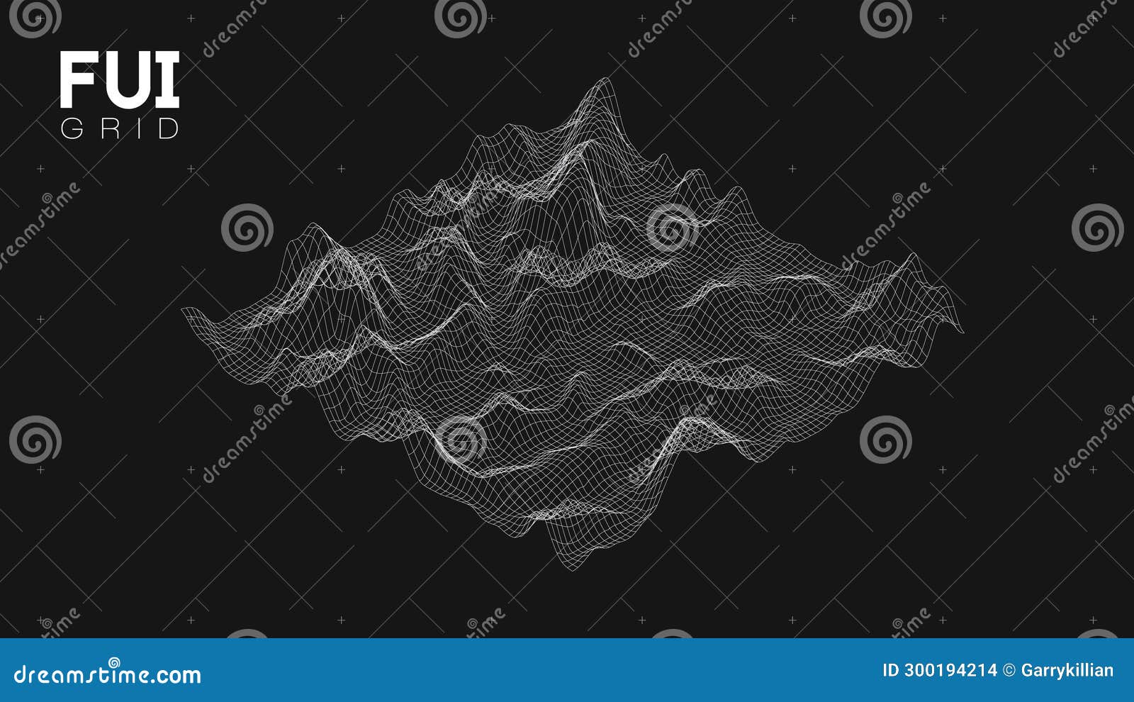 FUI GUI 3D Vector Landscape Scan Grid. Abstract Futuristic Background ...