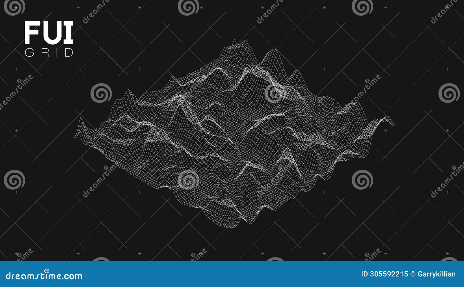 FUI GUI 3D Vector Landscape Scan Grid. Abstract Futuristic Background ...