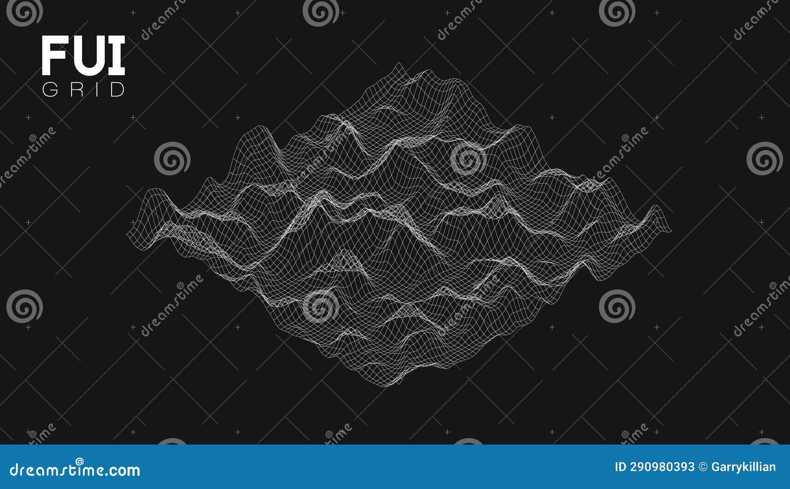 FUI GUI 3D Vector Landscape Scan Grid. Abstract Futuristic Background ...