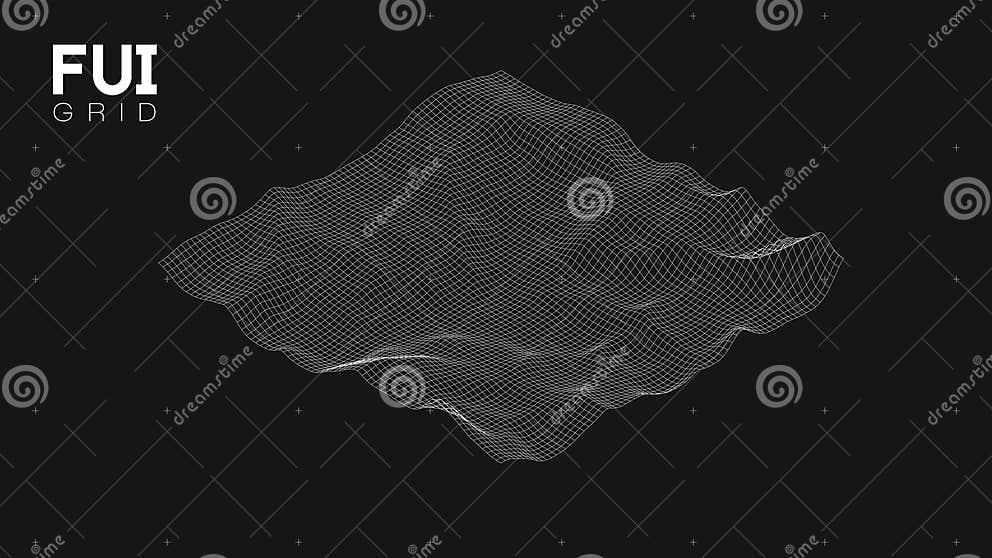 FUI GUI 3D Vector Landscape Scan Grid. Abstract Futuristic Background Stock Illustration ...