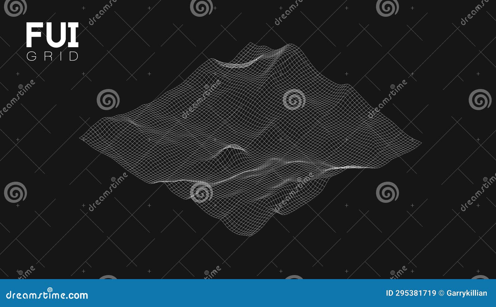 FUI GUI 3D Vector Landscape Scan Grid. Abstract Futuristic Background ...