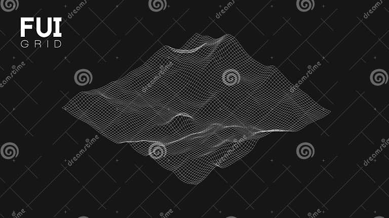 FUI GUI 3D Vector Landscape Scan Grid. Abstract Futuristic Background Stock Illustration ...