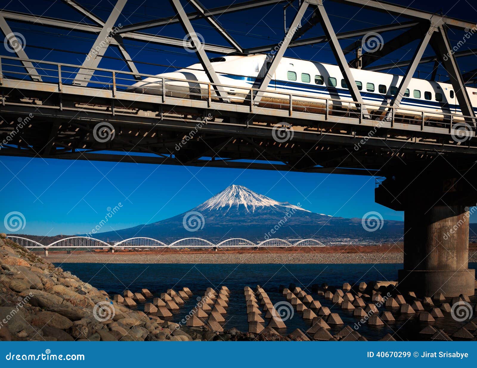 Fuji and Bullet Train stock image. Image of bridge, landscape - 40670299