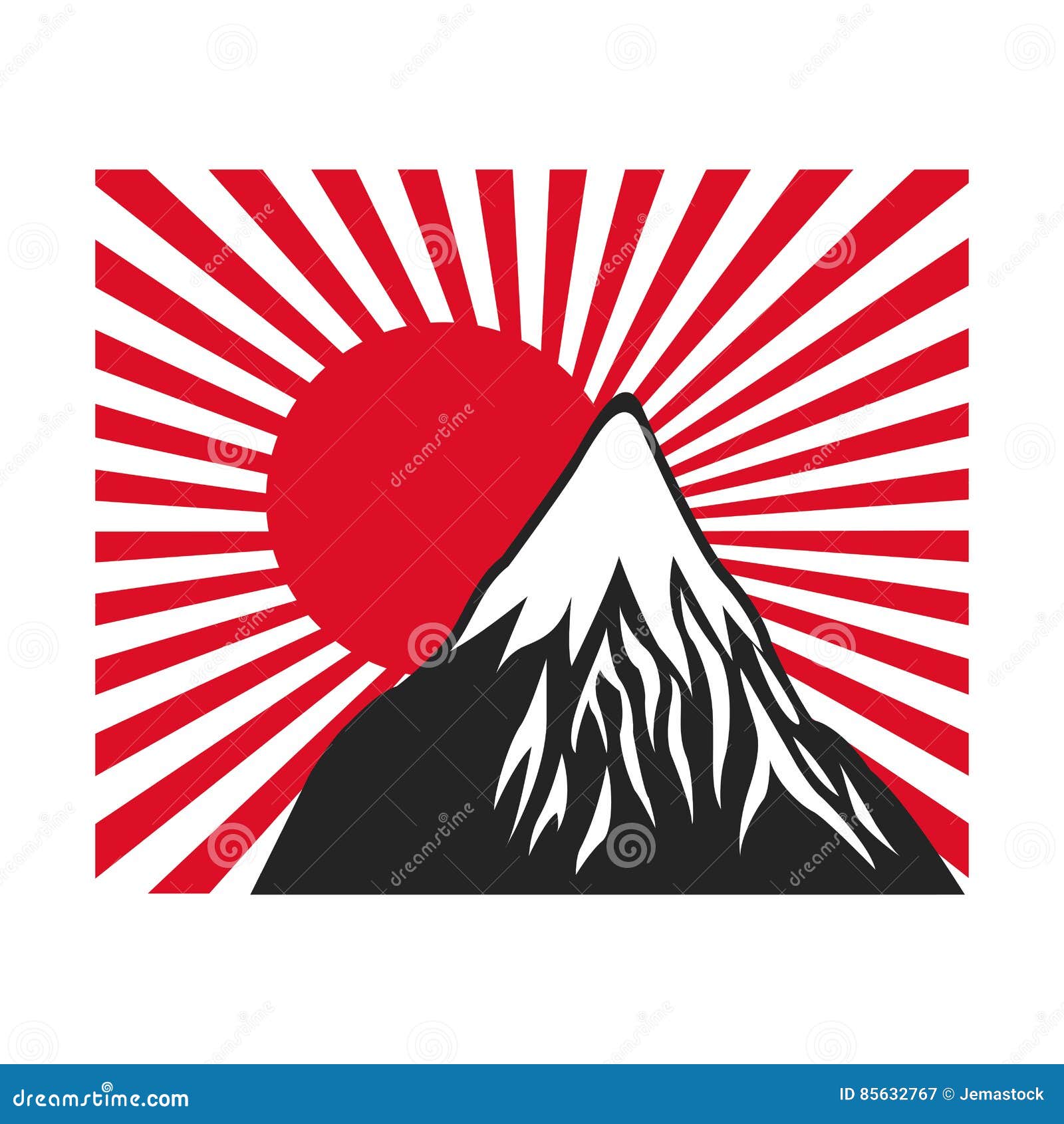 Fuji Flag Sun Japanese Design Stock Vector - Illustration of castle ...