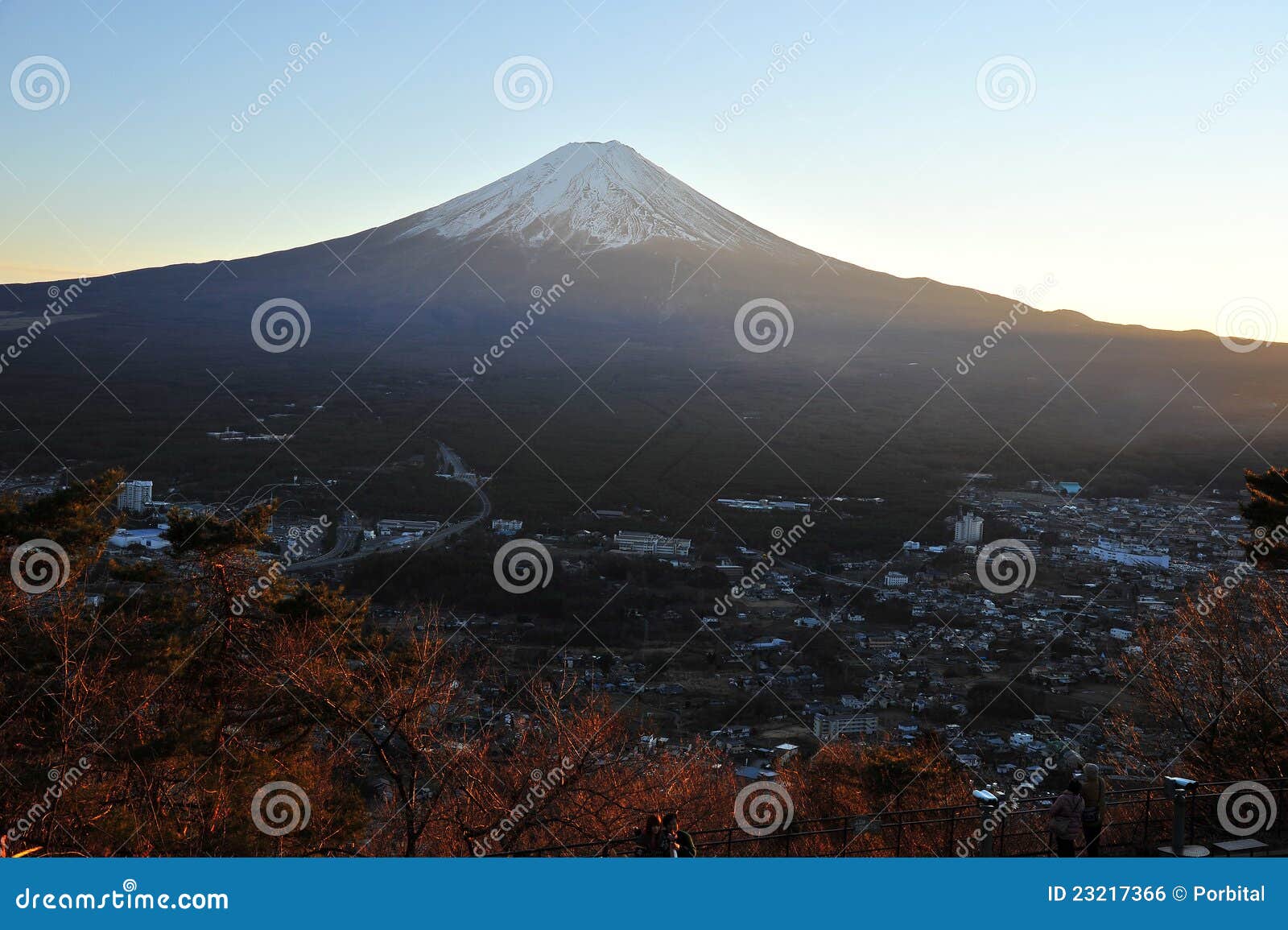 Fuji sunset stock photo. Image of sunset, landmark, town - 23217366