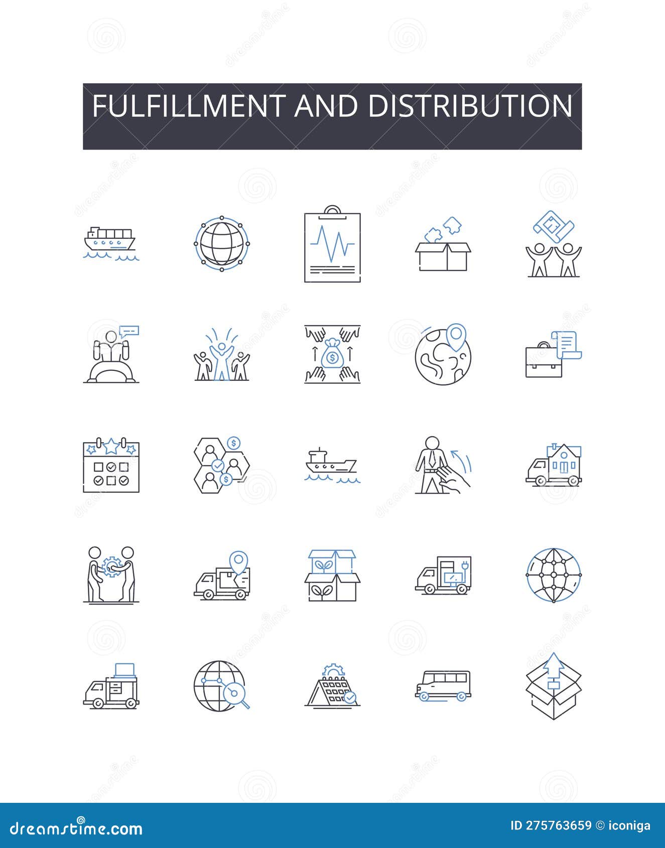 Fulfillment And Distribution Line Icons Collection. Accomplishment ... Fulfillment And Distribution Line Icons Collection. Accomplishment ...