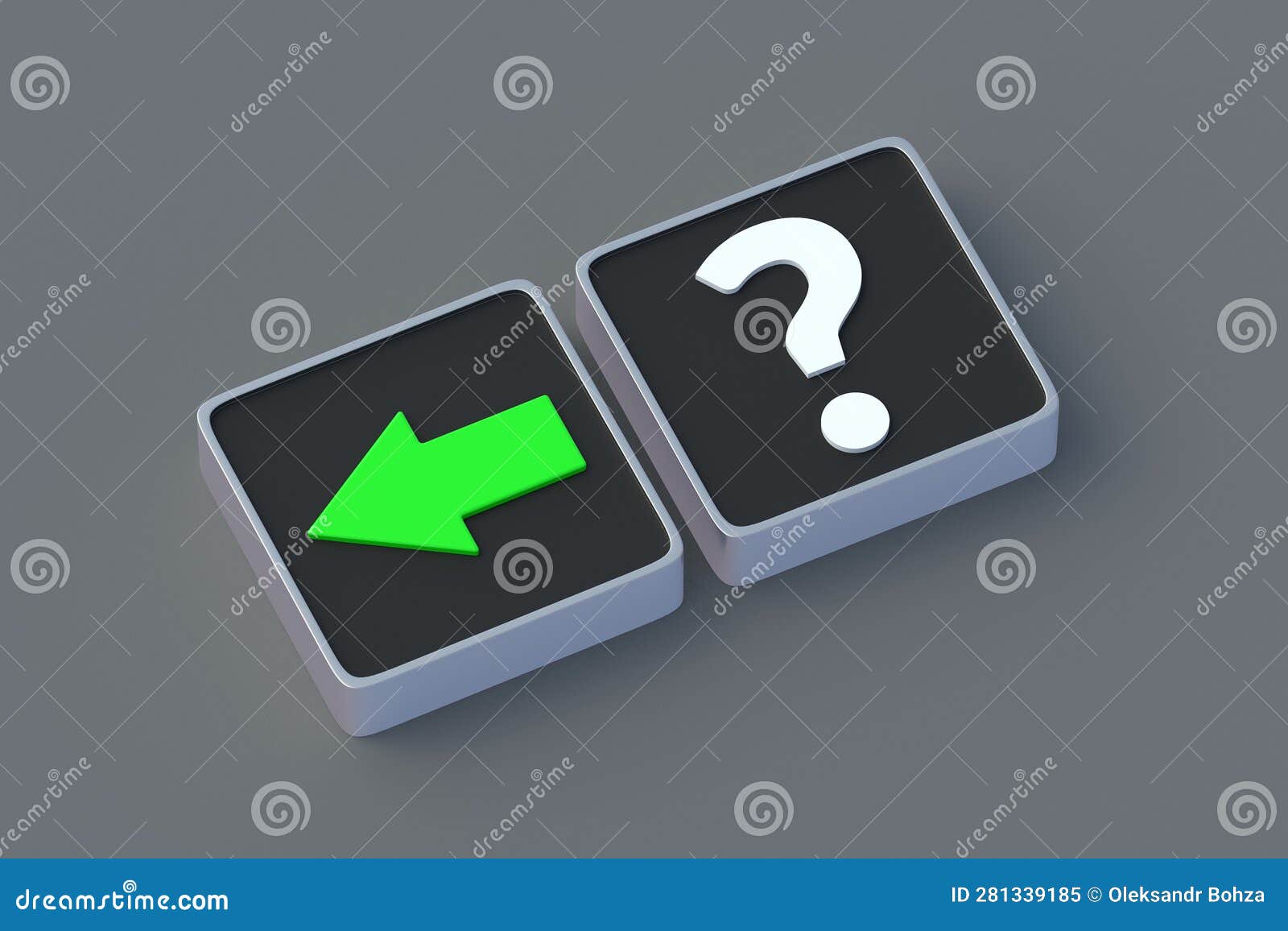 Successful Analysis. Question Mark And Arrows On Buttons. Alternative ...