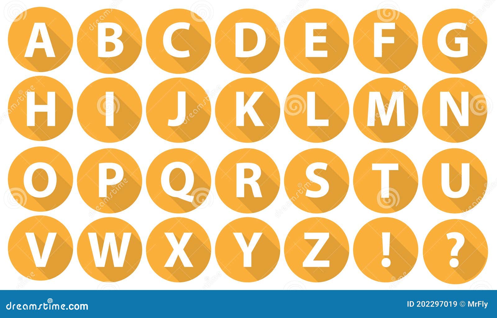 Full Alphabet, Yellow Web Icon Set, Vector Illustration Stock Vector ...