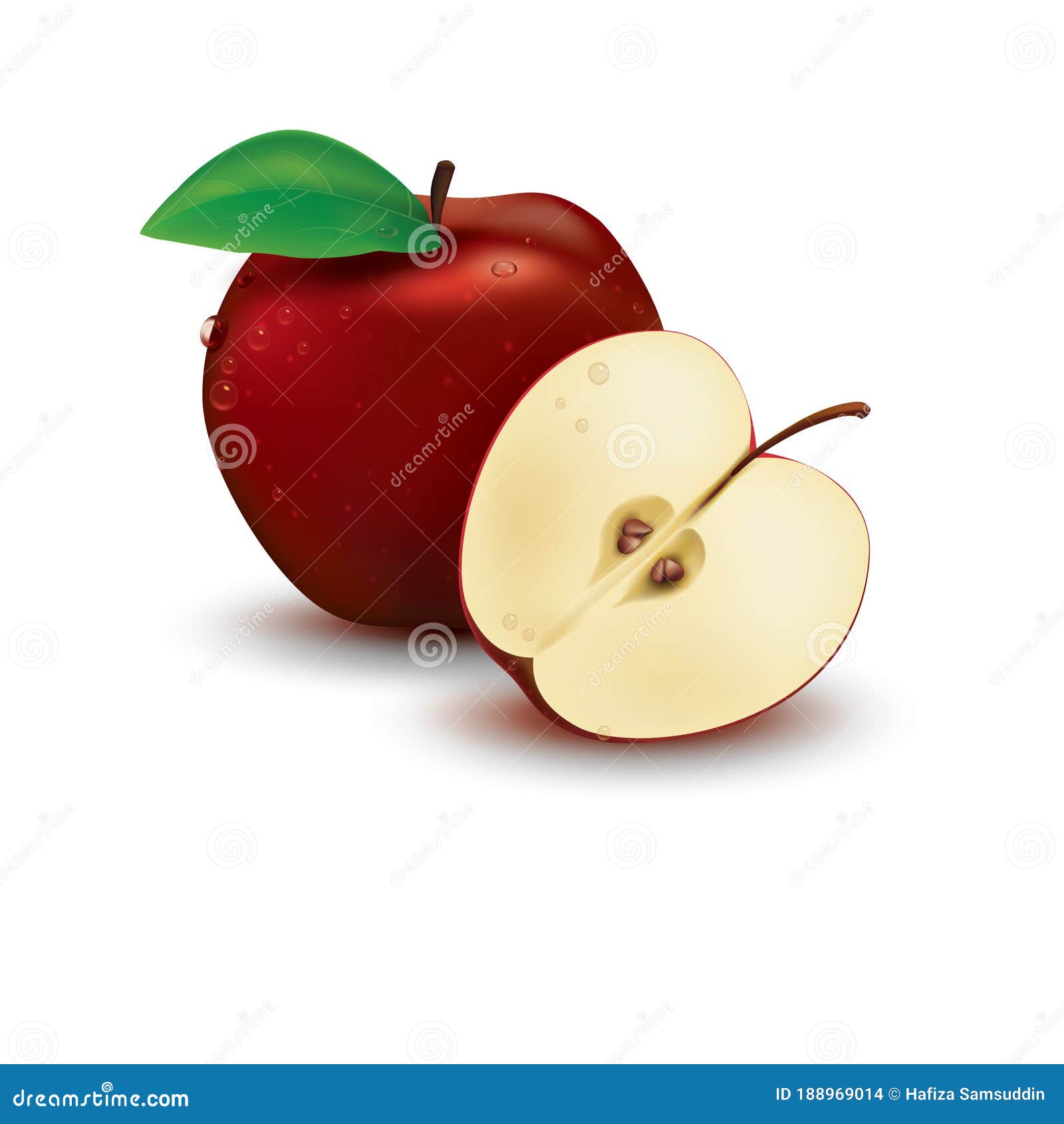 Full Apple and Slice. Vector Illustration Decorative Design Stock ...