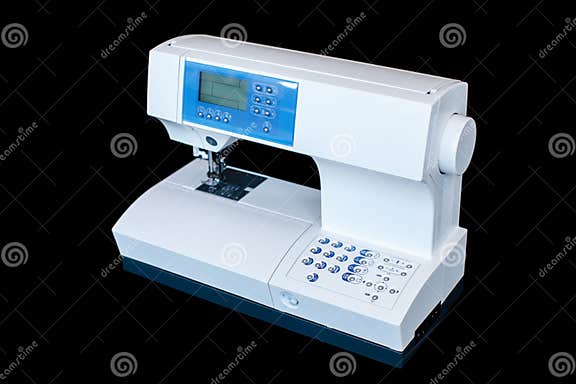 Full Automatic Sewing Machine Isolated on the Dark Background Stock ...