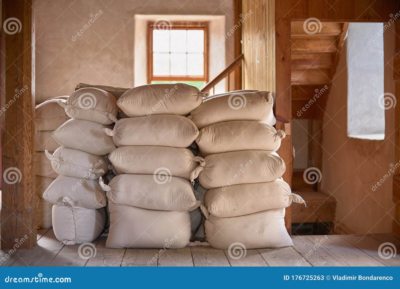 The Full Bags in an Old Barn Stock Image - Image of cement, barn: 176725263