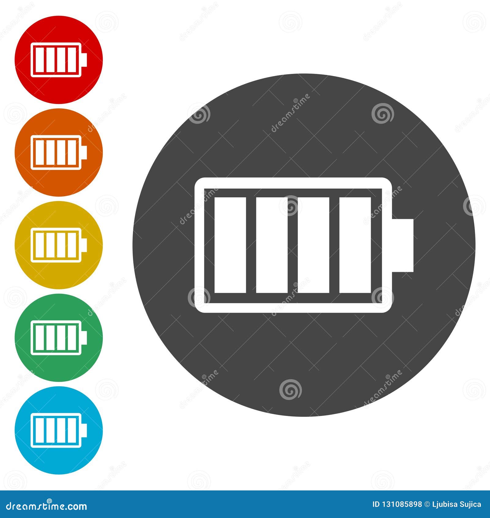 Full Battery Icon, Circle Button, Vector Illustration Stock Vector ...