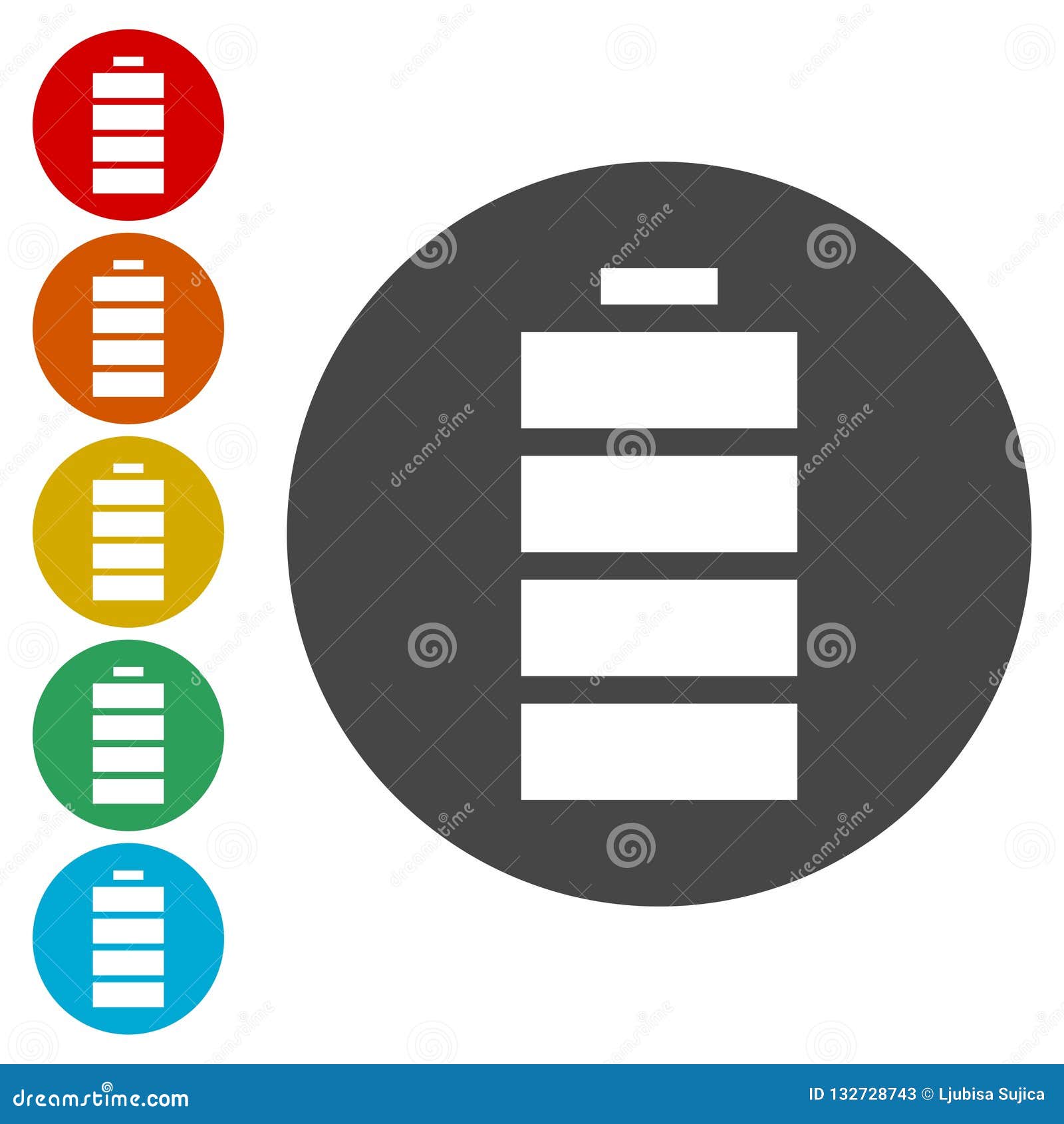 Full battery icons set stock vector. Illustration of equipment - 132728743