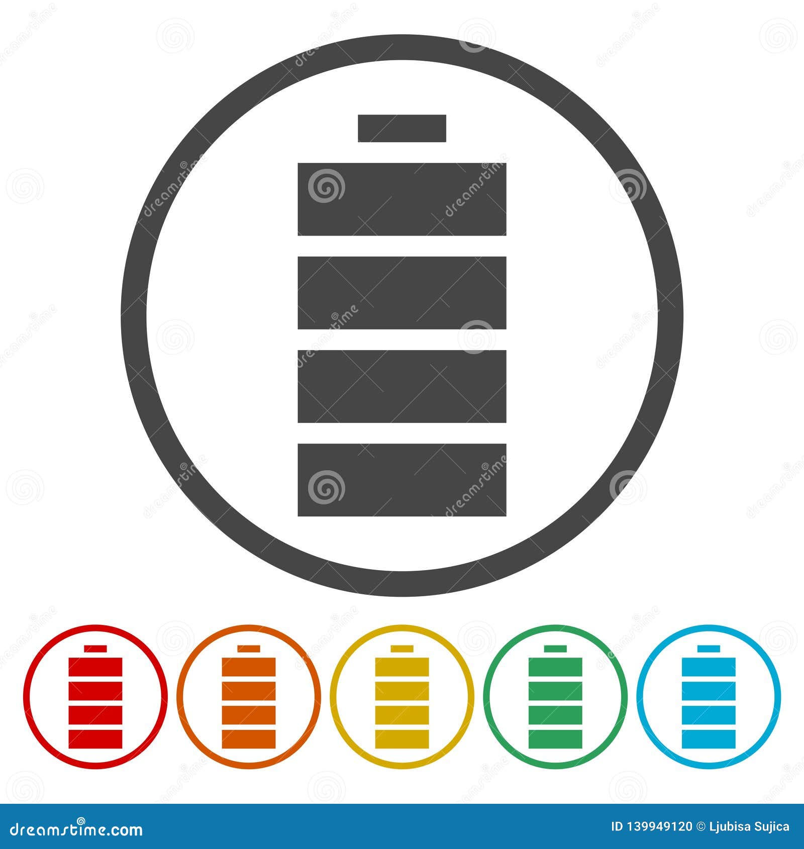 Full battery icons set stock vector. Illustration of electrical - 139949120